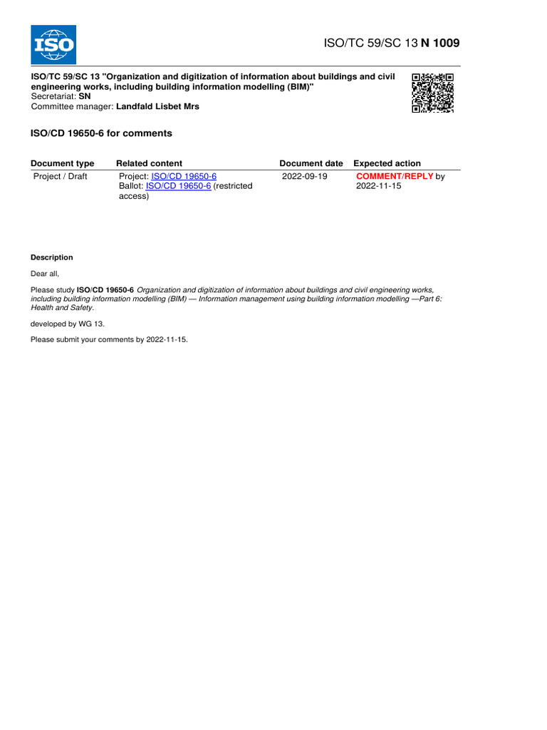 N_1009_ISO_CD_19650-6 | PDF | Risk | Building Information Modeling