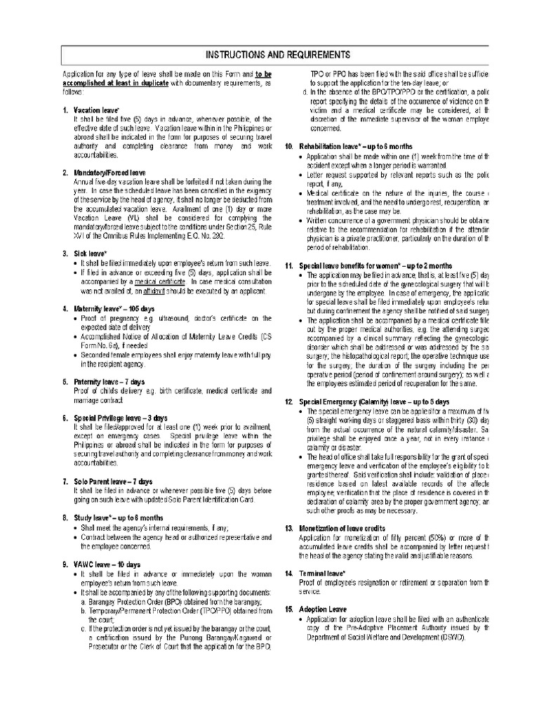 Cs Form No 6 Revised 2020 Application For Leave Updated Pdf