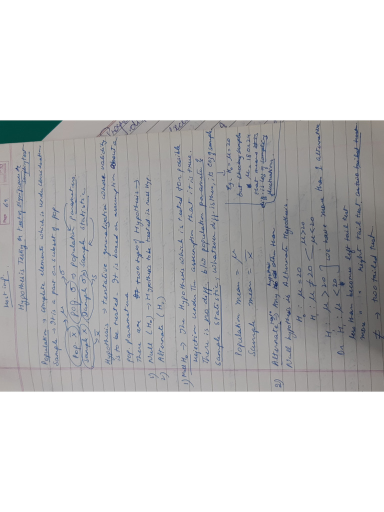Hypothesis Testing Notes | PDF