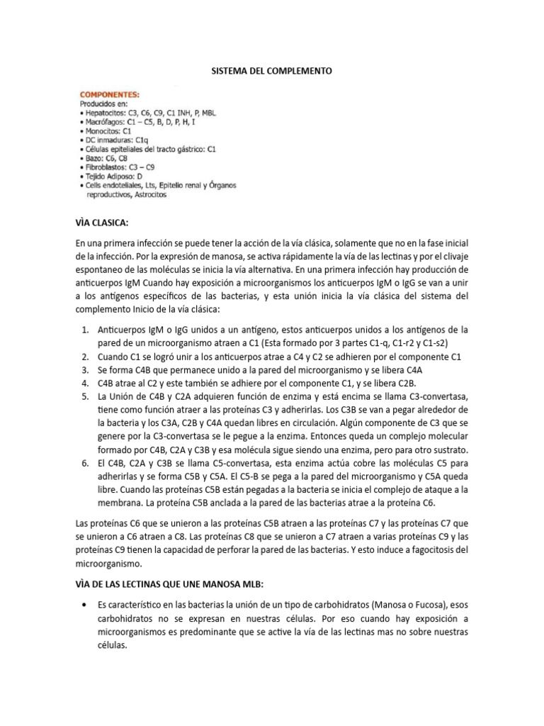 El Complemento | PDF | Sistema complementario | Inmunología