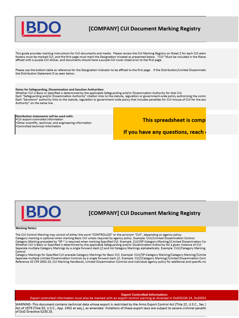 CUI Marking Registry (2022.1) | PDF | Classified Information In The ...