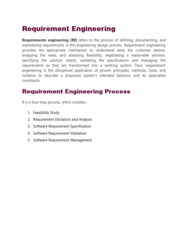 Requirement Engineering | PDF | Feasibility Study | Engineering