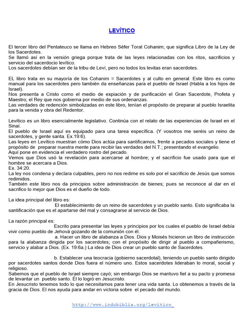 Levitico Historia | PDF | Libro de levítico | Sacerdote