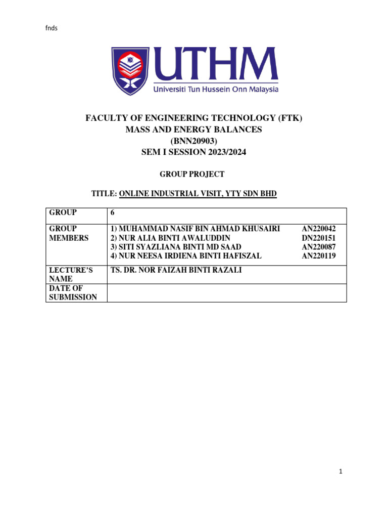Online Industrial Visit to YTY SDN BHD | PDF | Personal Protective ...