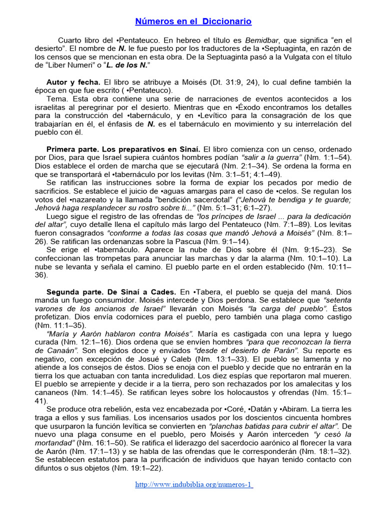 Números en el Diccionario.doc | PDF | Libro de números | Moisés