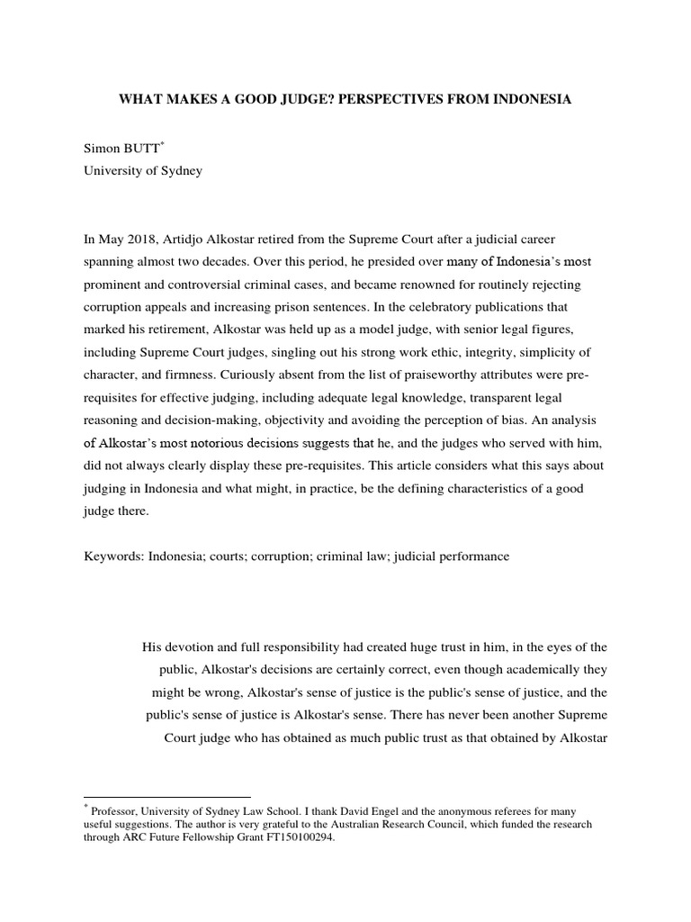 What Makes A Good Judge - Accepted Version | PDF | Judge | Supreme ...