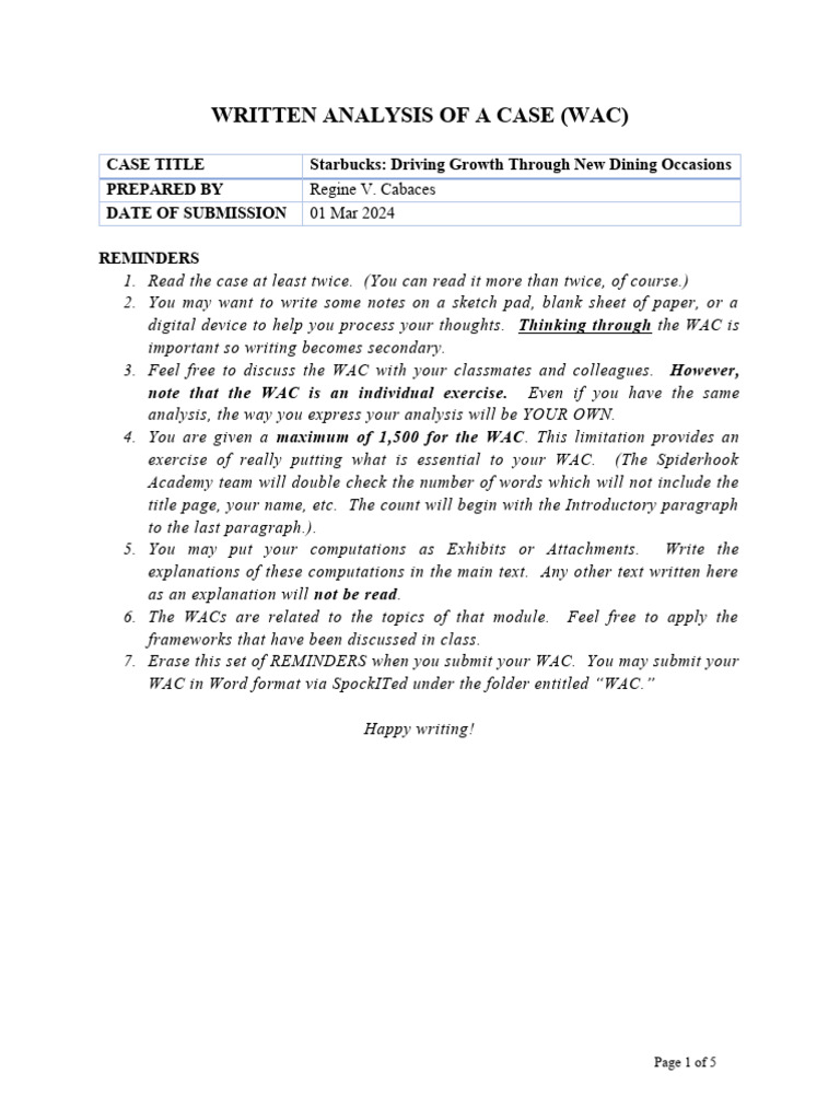 FMLT WAC Template | PDF