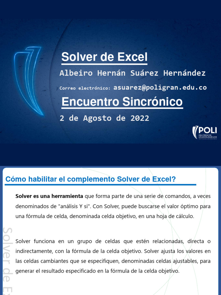Sesión 5. Solver de Excel | PDF | Programación lineal | Microsoft Excel