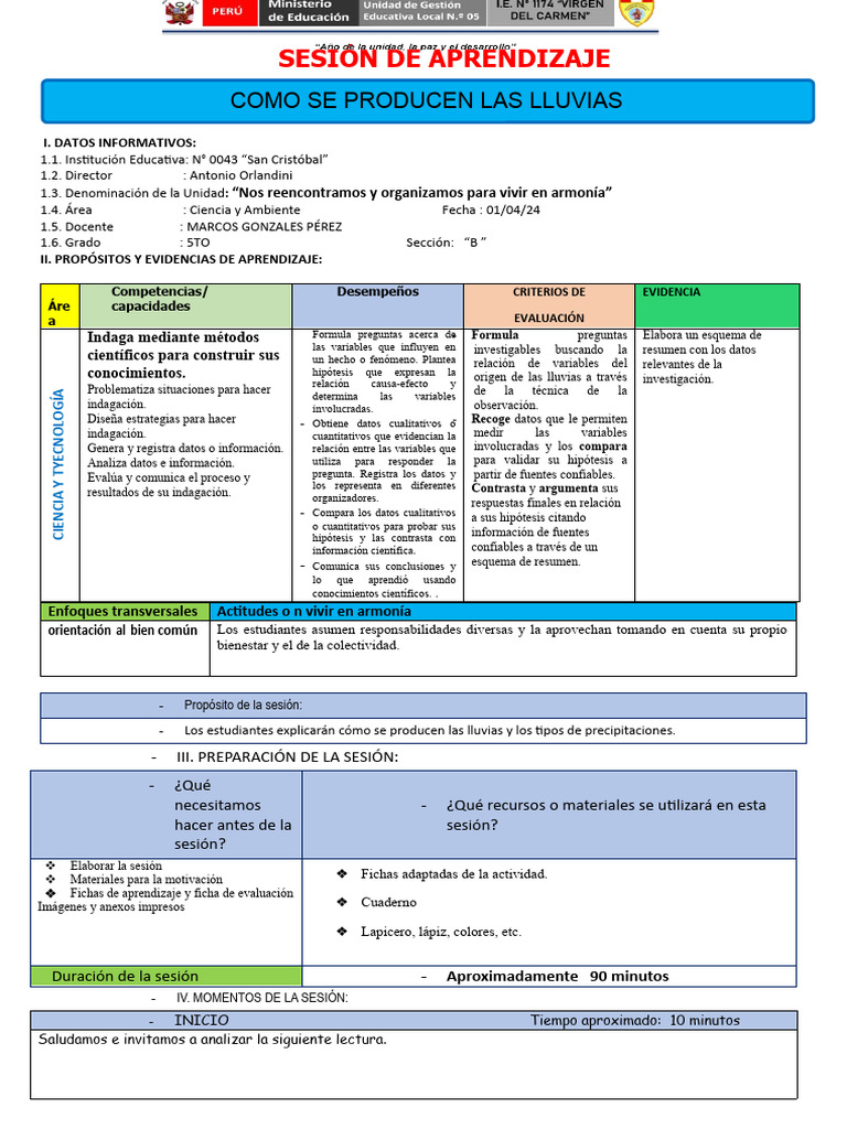 Ses1 Ciencia | PDF | Lluvia | Precipitación