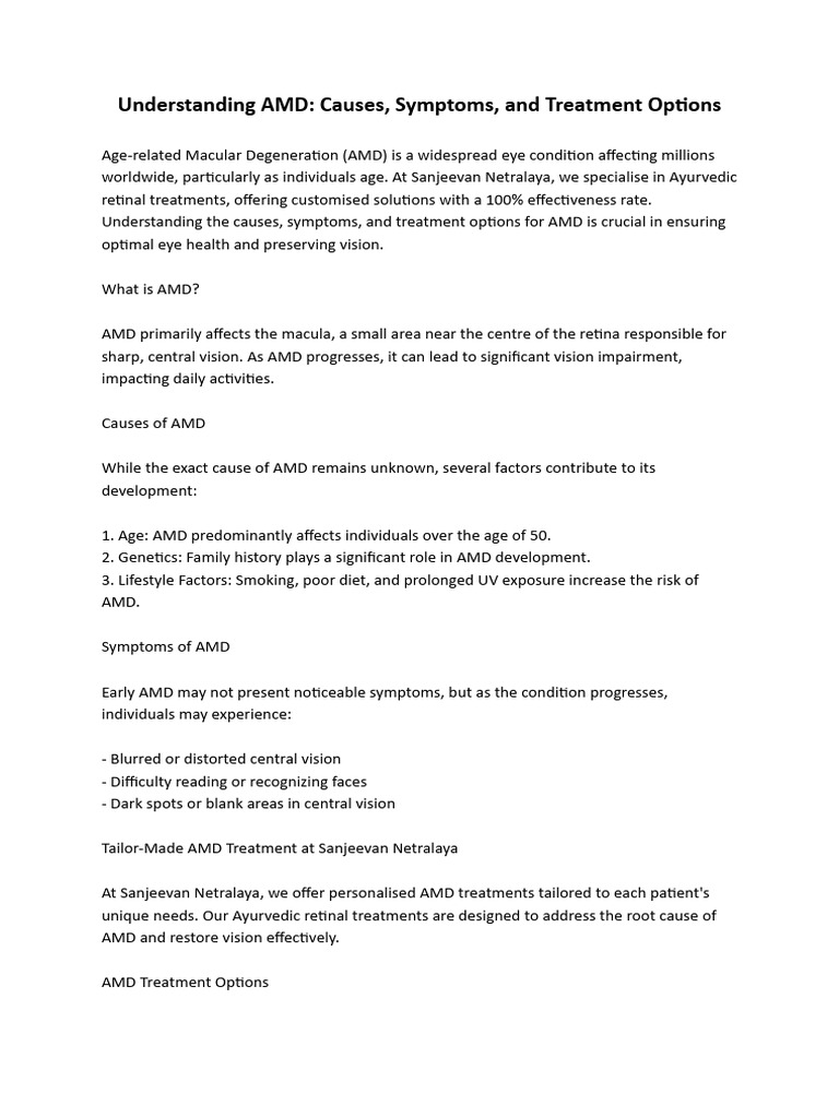 Understanding AMD - Causes, Symptoms, and Treatment Options | PDF ...