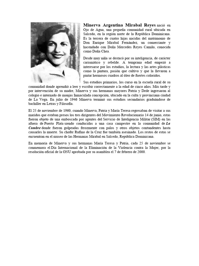 Vestimenta y legado de las Hermanas Mirabal | PDF