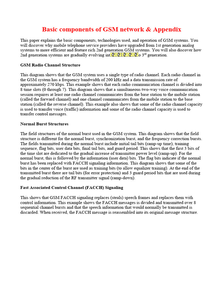 Basic components of GSM network -Appendix | PDF | Gsm | General Packet ...