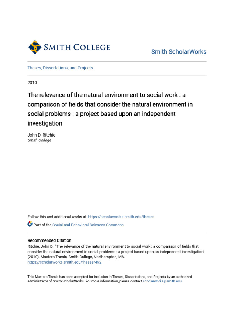 The Relevance of The Natural Environment To Social Work - A Compa | PDF ...