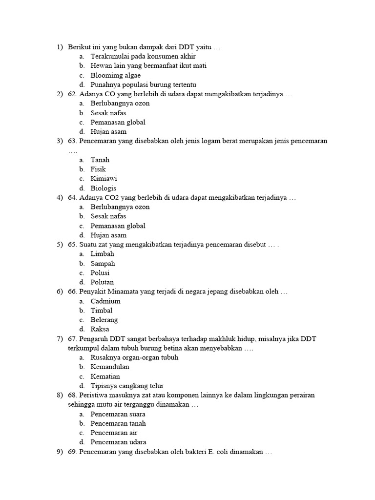Soal Pencemaran Lingkungan 1 | PDF