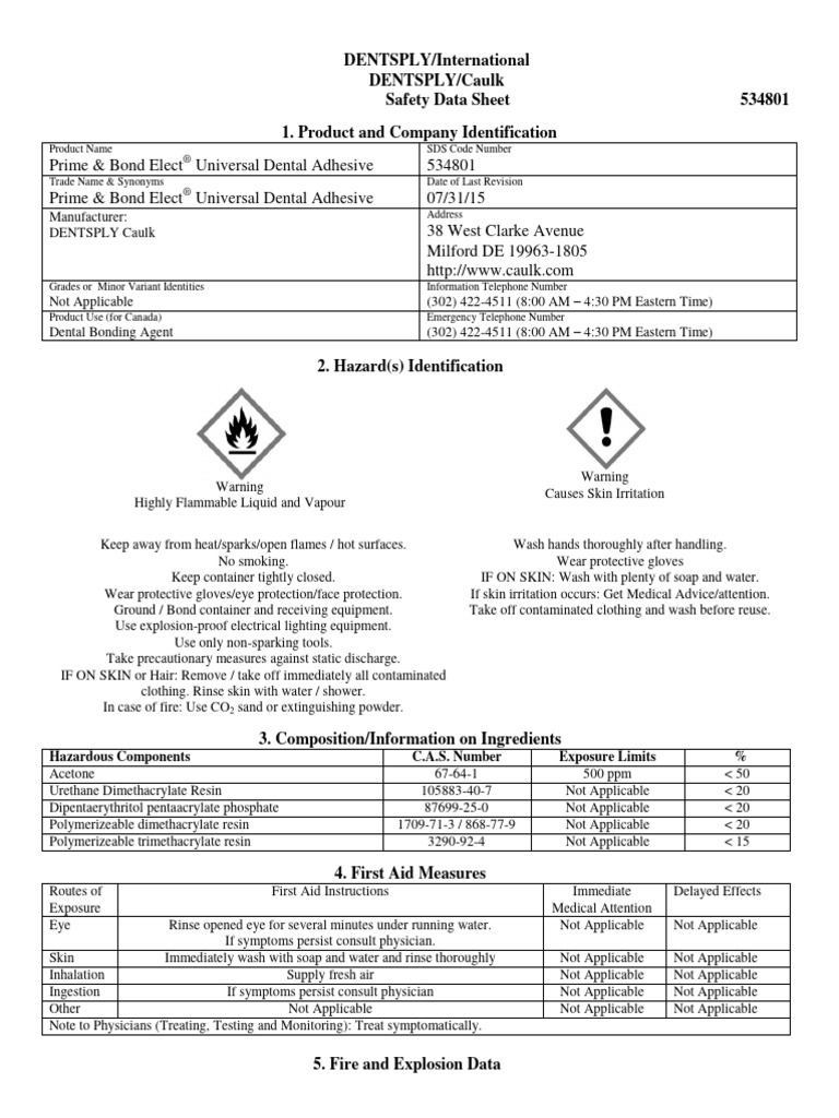 GR534801Prime&Bond Elect 07312015 | PDF | Safety | Materials