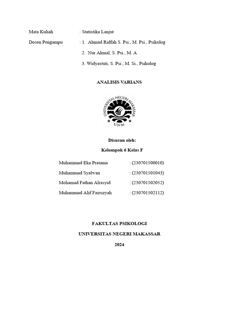 ANOVA Table and Description | PDF