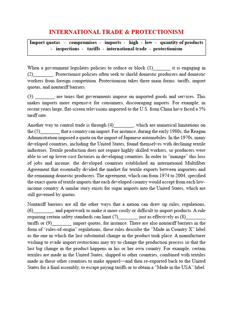 Unit 5. International Trade | PDF | Non Tariff Barriers To Trade ...