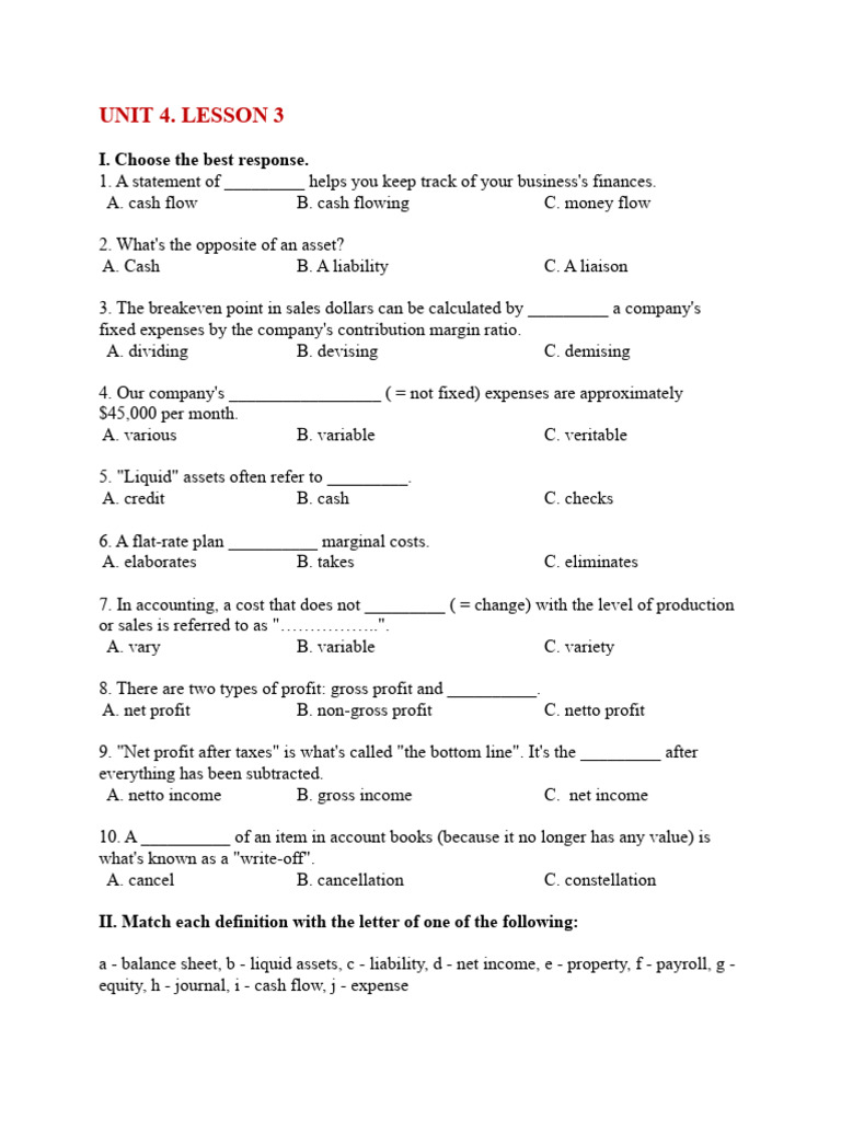 Unit 4 - Lesson 3 - Accounting | PDF | Net Income | Expense