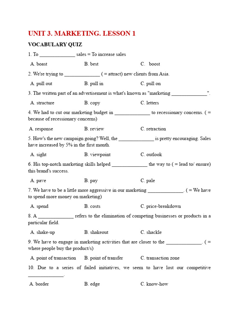 Unit 3 - Marketing - Lesson 1 | PDF | Marketing | Consumer Behaviour