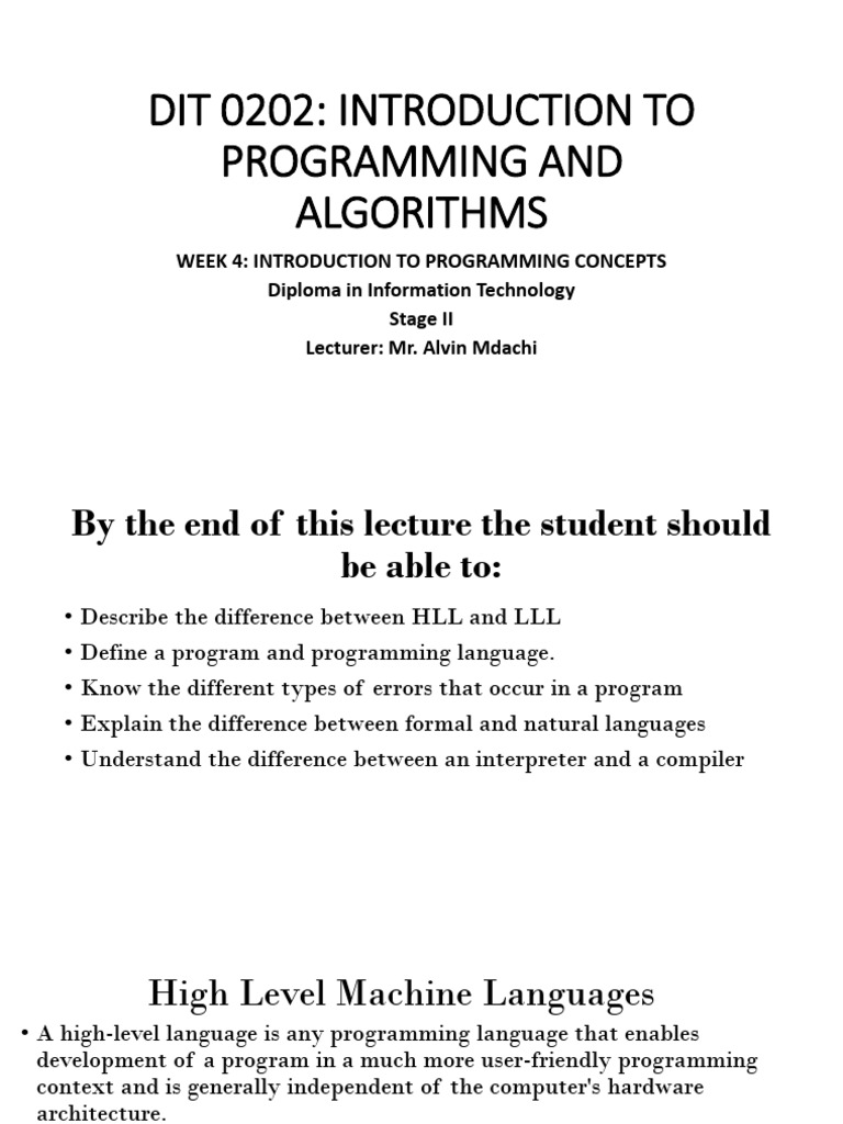 DIT 0202 - Week Four Lectures | Download Free PDF | Computer Programming | Computer Program