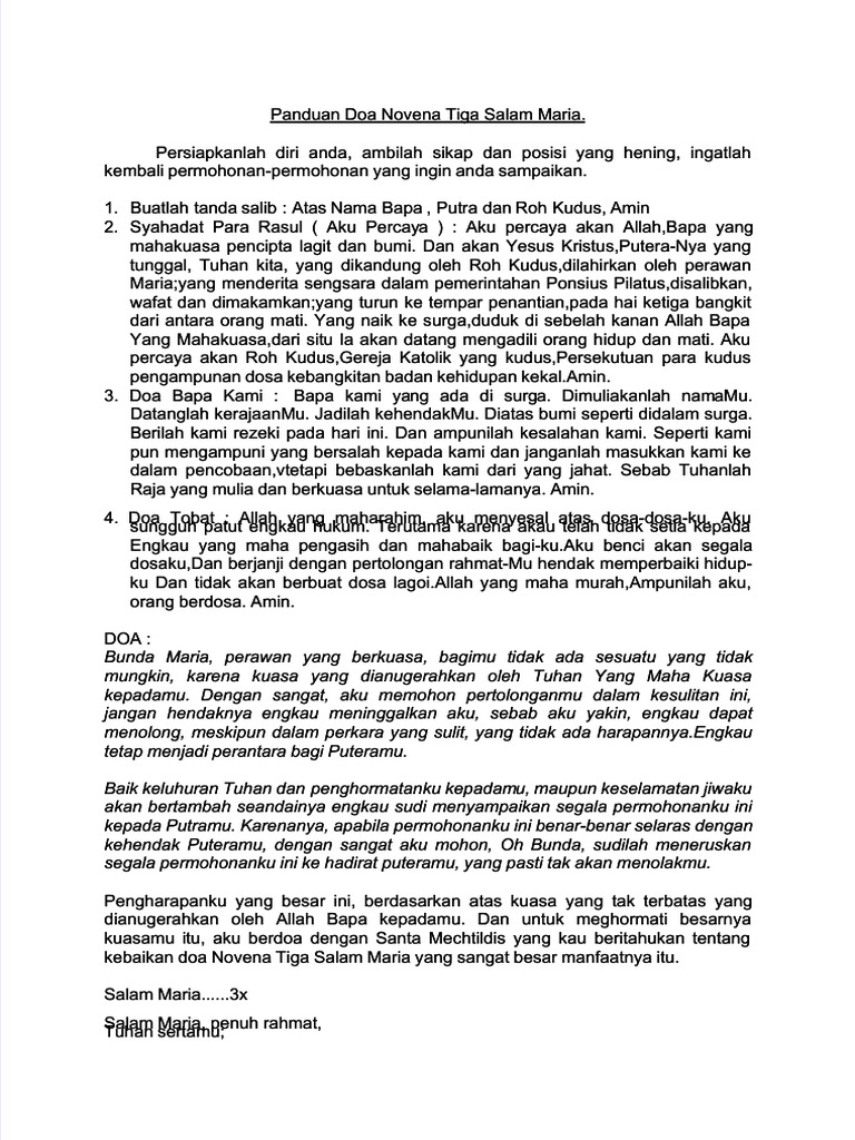 PDF Panduan Doa Novena Tiga Salam Maria - Compress | PDF