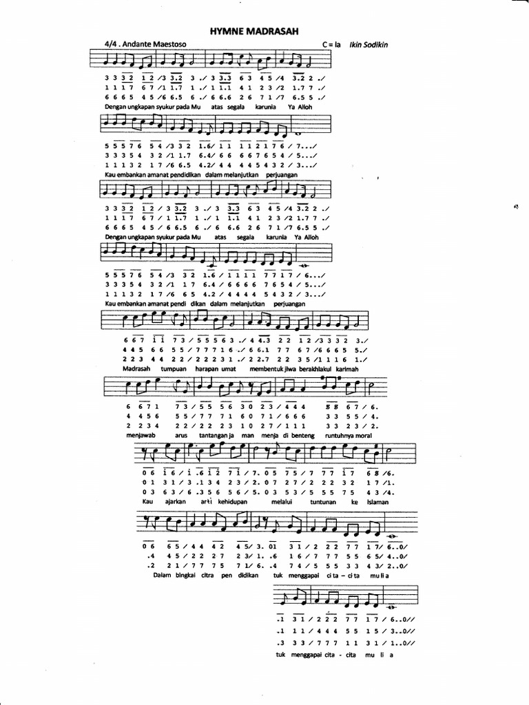 Notasi Hymne Madrasah | PDF