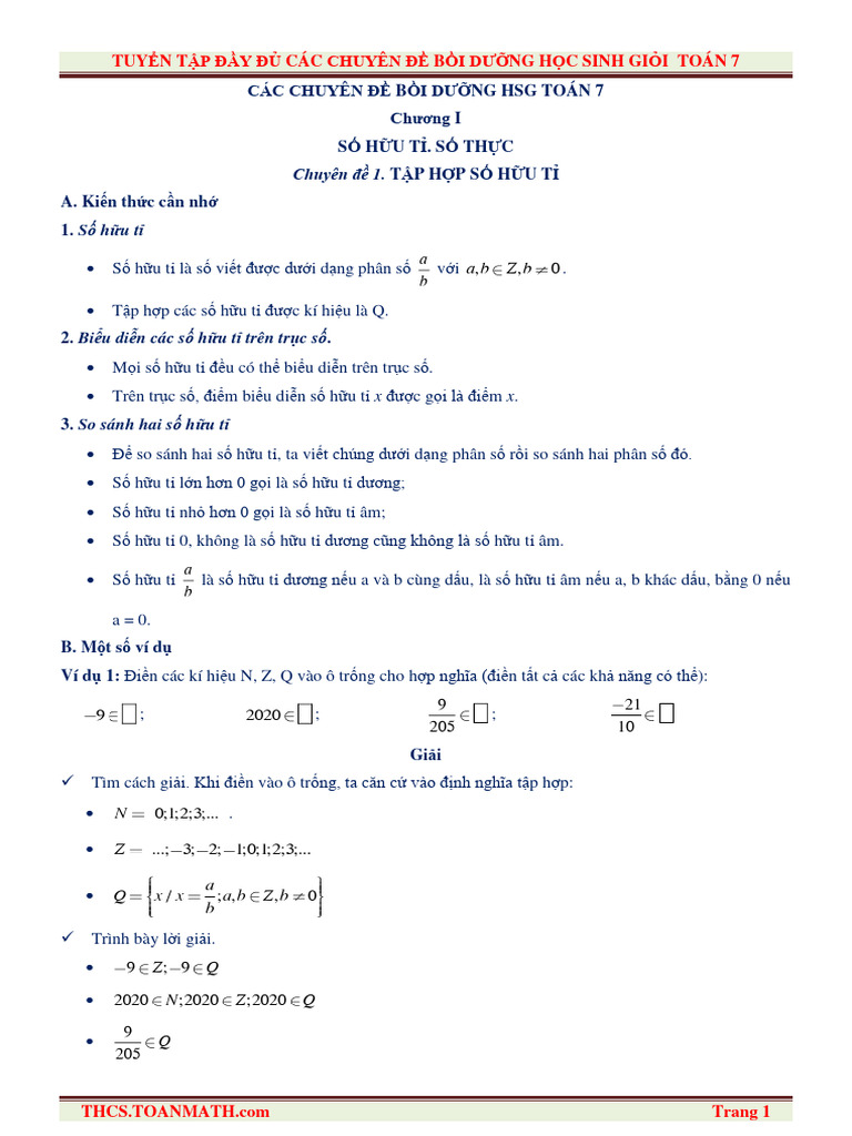 Tuyen Tap Day Du Cac Chuyen de Boi Duong Hoc Sinh Gioi Toan 7 | PDF