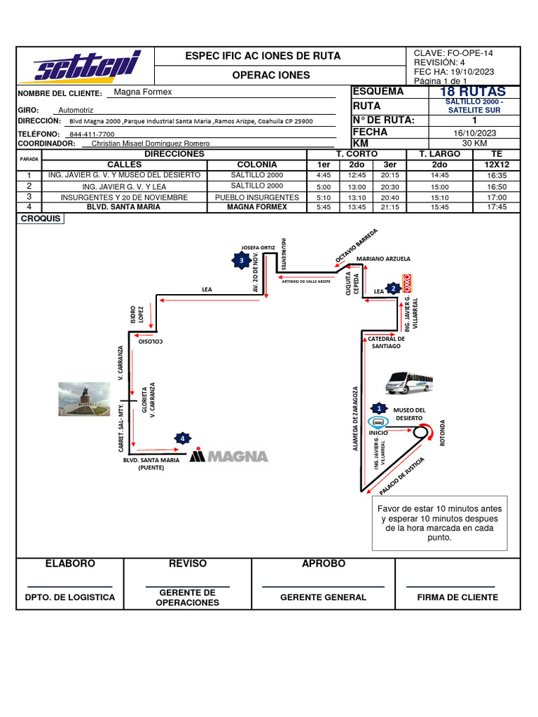 Esquema 18 Rutas Formex Enero 2024 | PDF