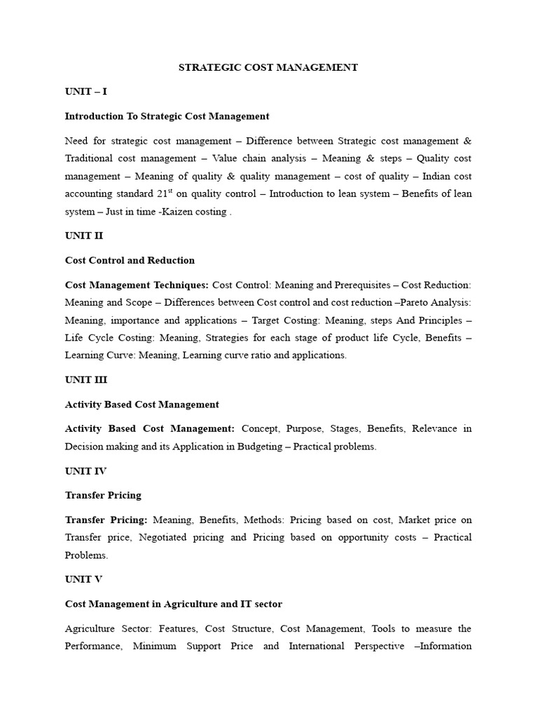 Strategic Cost Management Book | Download Free PDF | Lean Manufacturing ...