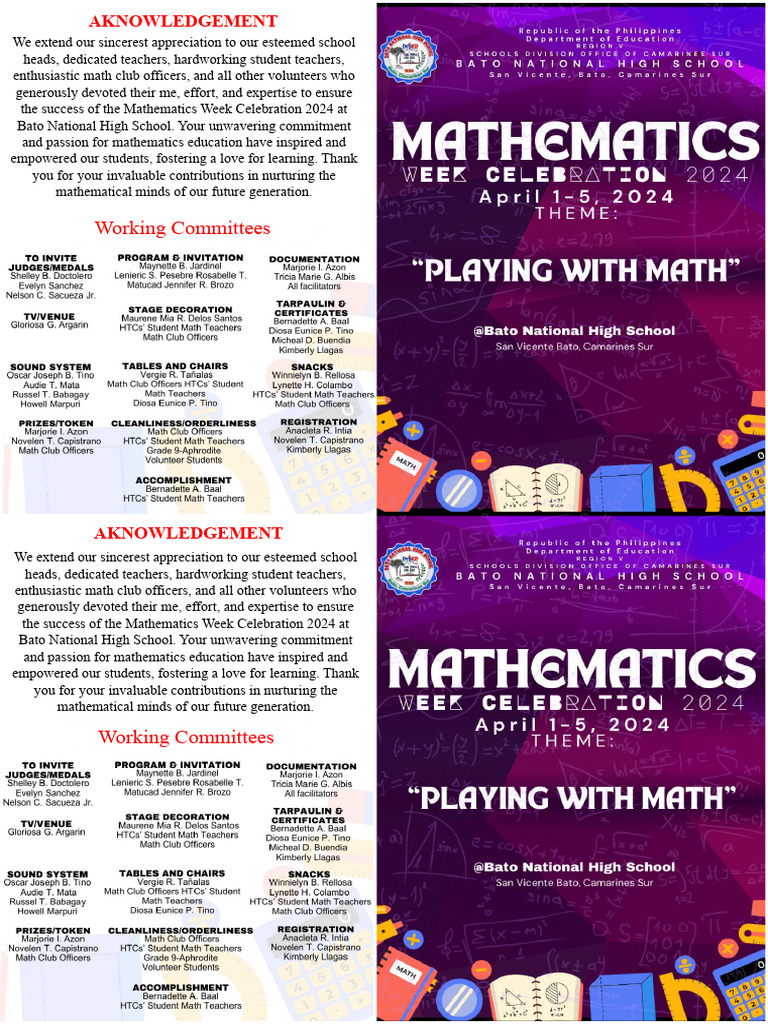 Invitation in Math Week | PDF | Communication | Mathematics