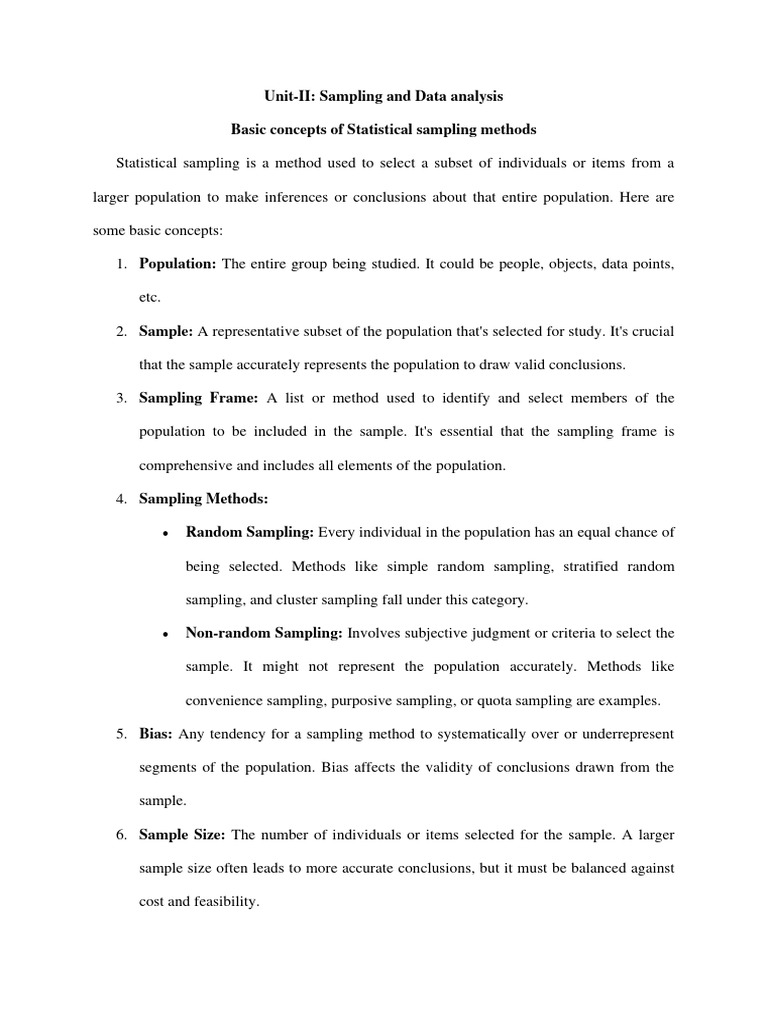 Basic concepts of statistical sampling methods | PDF | Sampling ... Basic concepts of statistical sampling methods | PDF | Sampling ...
