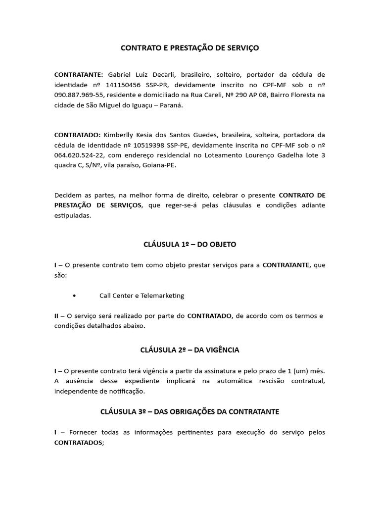 Contrato Formal - Kimberlly-1 | PDF | Direito Civil (sistema jurídico ...