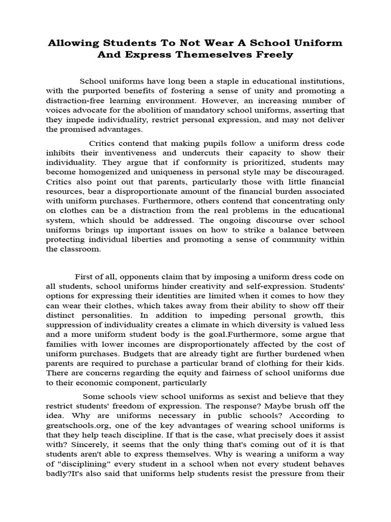 Banning School Uniforms: A Case for Freedom | PDF | Poverty | Poverty ...