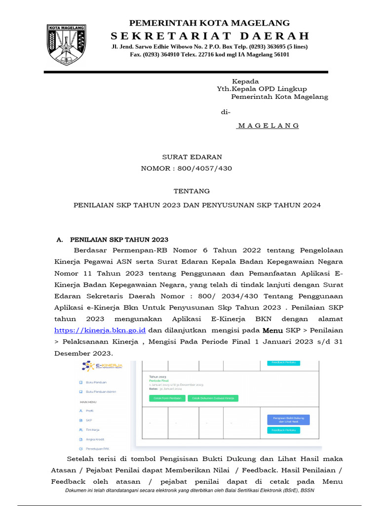 Penilaian SKP 2023 Dan Penyusunan SKP 2024 | PDF