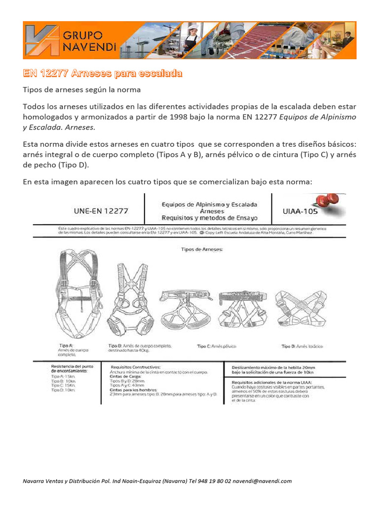 Tipos de arneses según EN 12277 | PDF