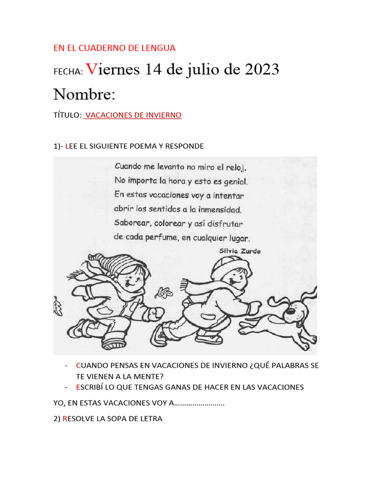 Actividades Viernes 14 | PDF