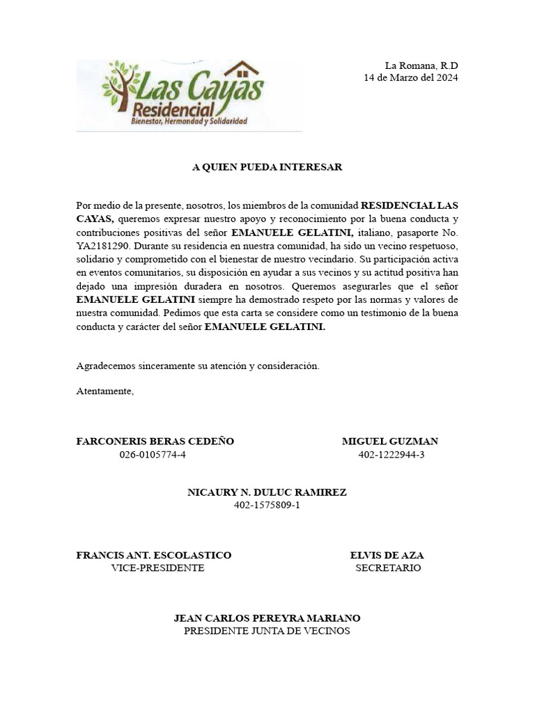 Carta Junta de Vecinos | PDF