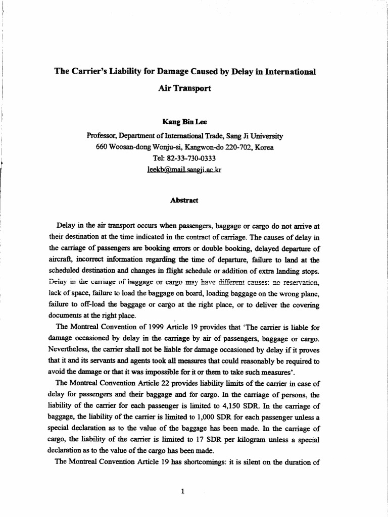 (NCKH) The Carrier's Liability | PDF | Airport | Legal Liability