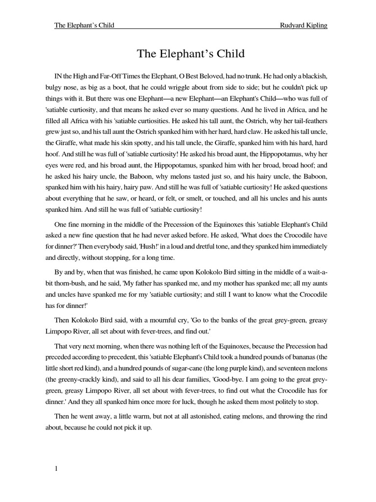 The Elephant_s Child | PDF | Elephant | Claw