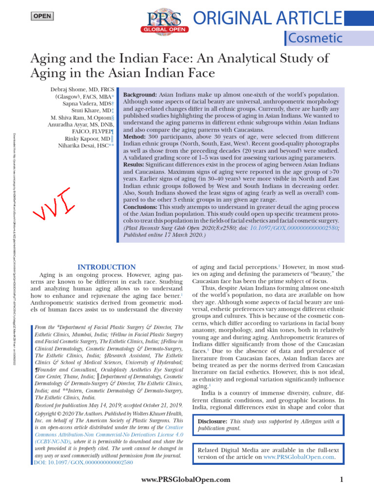 Aging Patterns in Asian Indian Faces | PDF