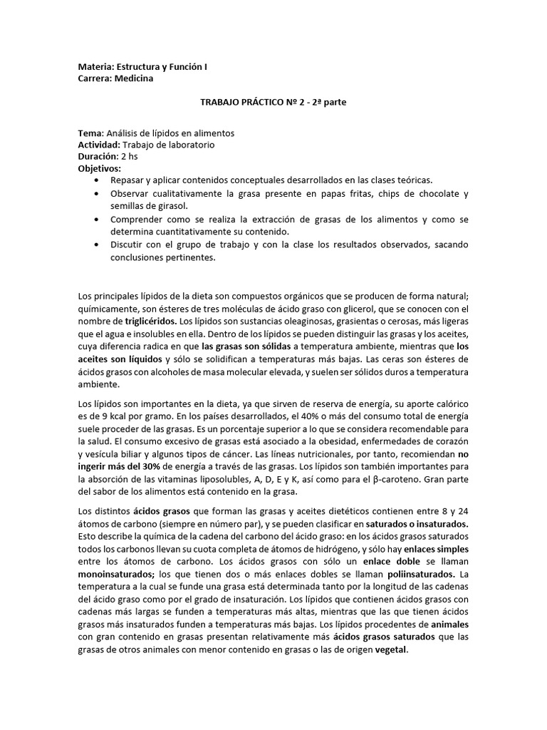 Material de Apoyo Teórico TP 2 - 2 Parte | PDF | gordo | Lípido