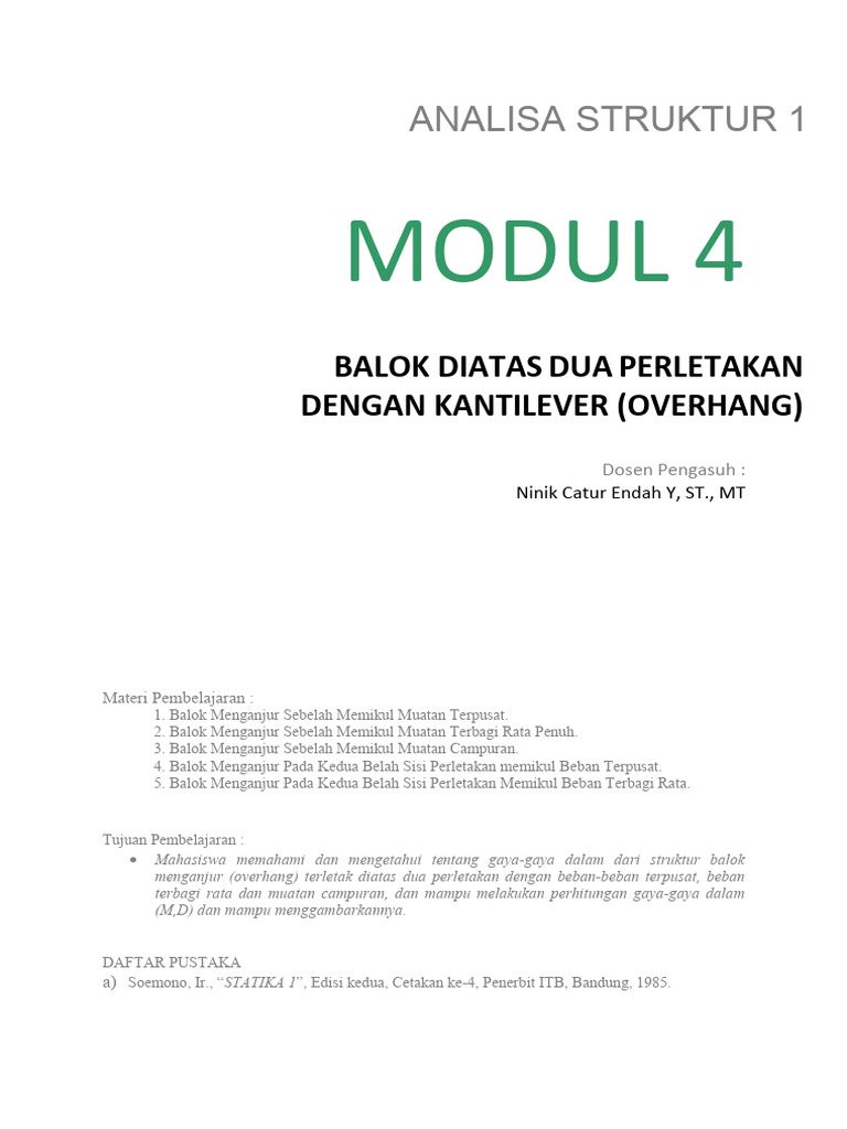 Modul-4-Balok Diatas Dua Perletakan Dengan Kantilever | PDF
