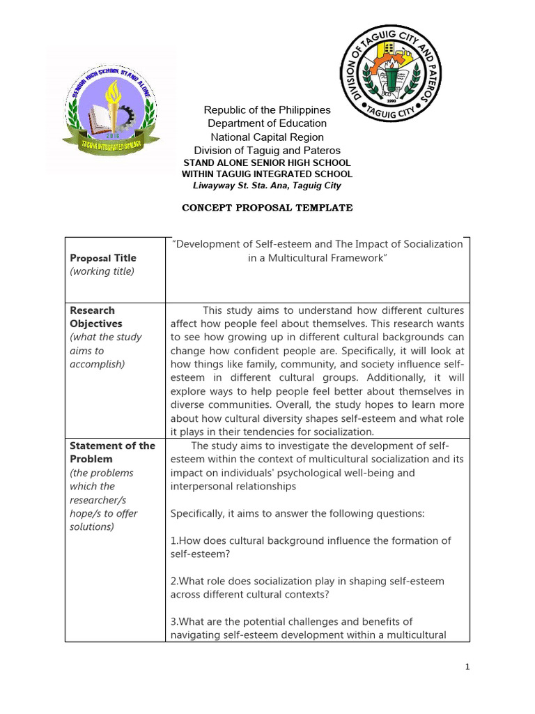 Capsule Research Proposal Template 1 1 1 1 1 | PDF | Self Esteem | Socialization