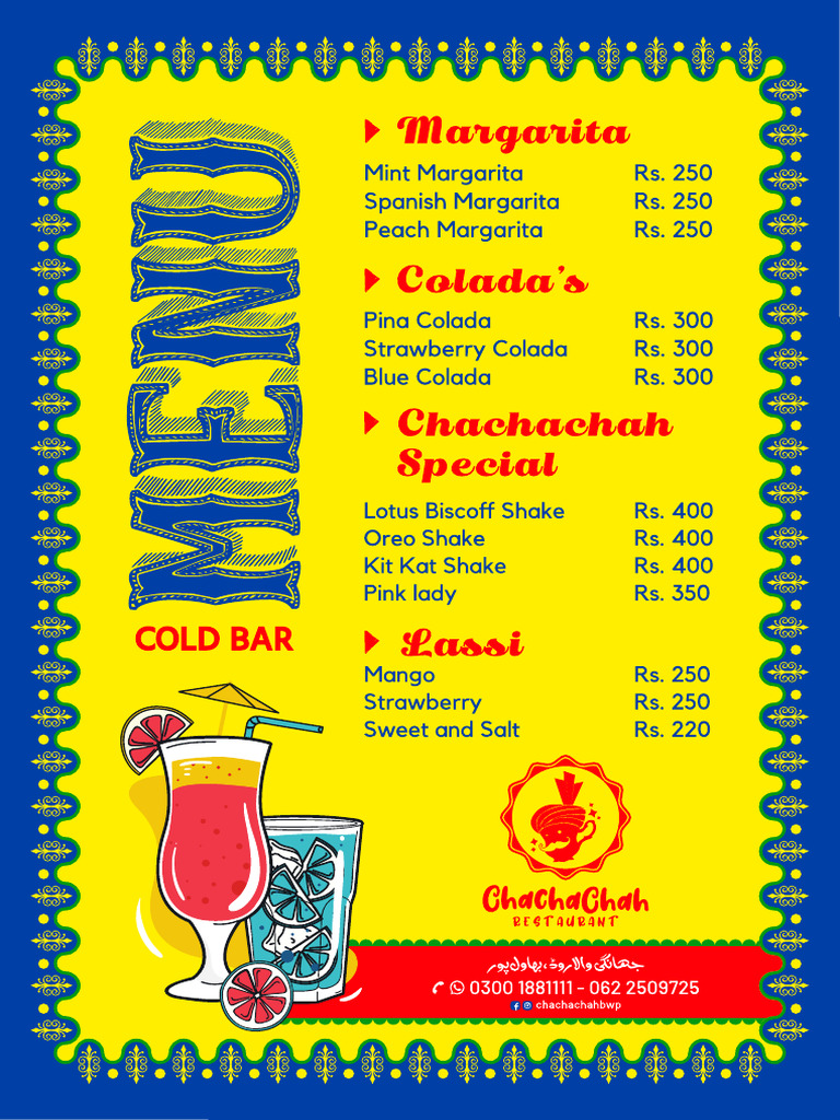 Cold Bar Menu 16 Nov 2023 | PDF