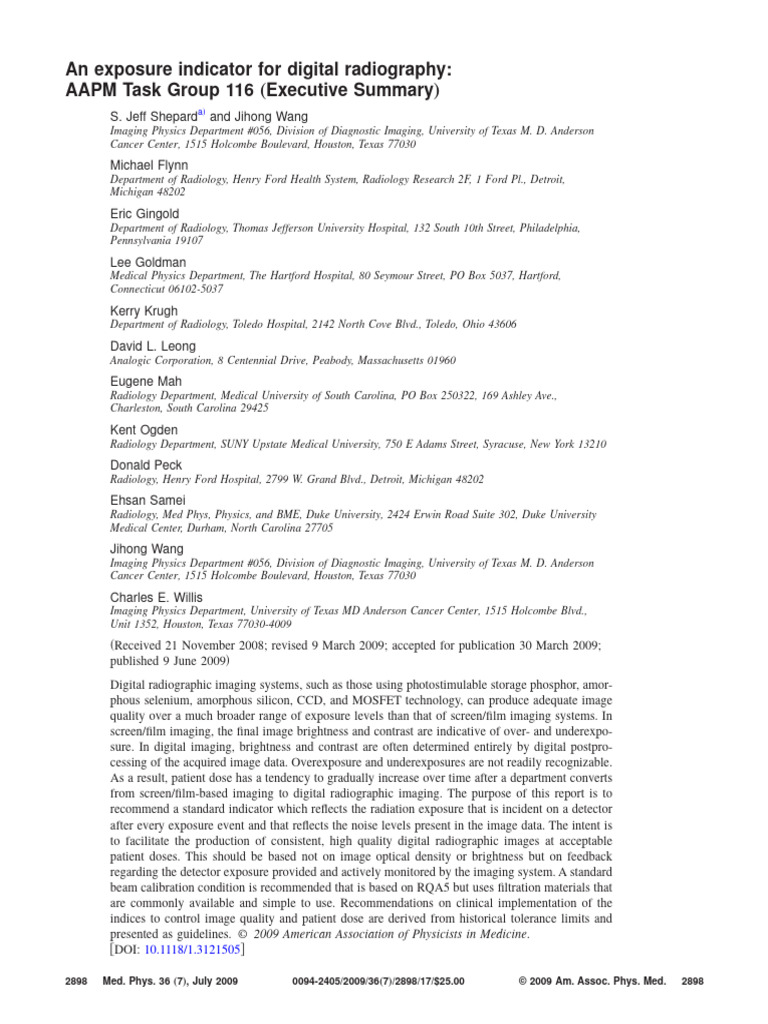 An Exposure Indicator For Digital Radiog | PDF | Radiography | Image ...