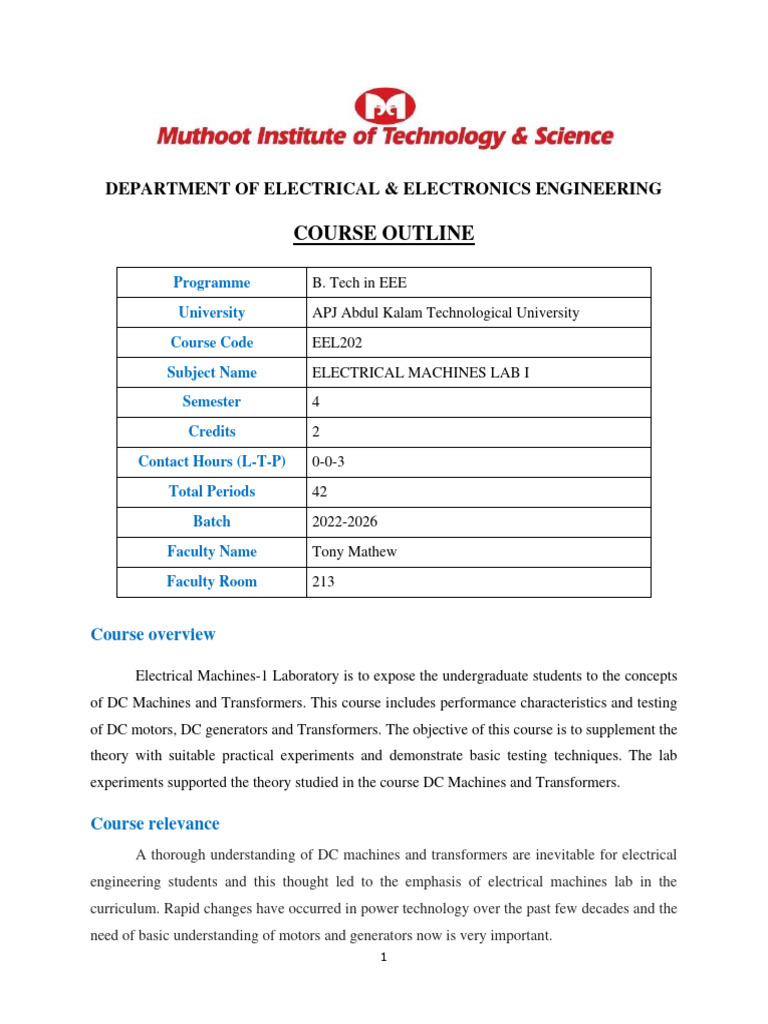 Em Lab 1202226 Batch Course Plan | PDF | Engineering | Transformer Em Lab 1202226 Batch Course Plan | PDF | Engineering | Transformer