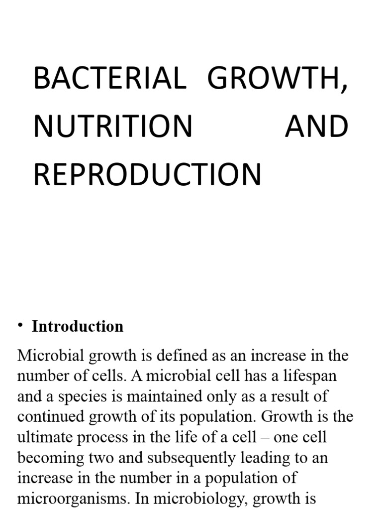 BACTERIAL GROWTH, NUTRITION AND REPRODUCTION Nurses Lec 3 | PDF | Cell ...