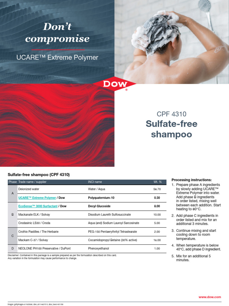 27 2865 01 Sulfate Free Shampoo CPF 4310 | PDF | Dow Chemical Company ...