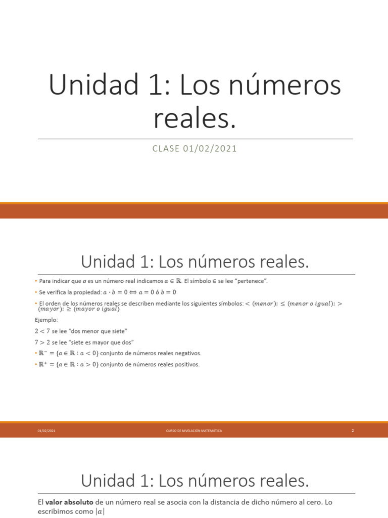 Clase 1 - Unidad 1 MATEMATICA | PDF | Entero | Número Real