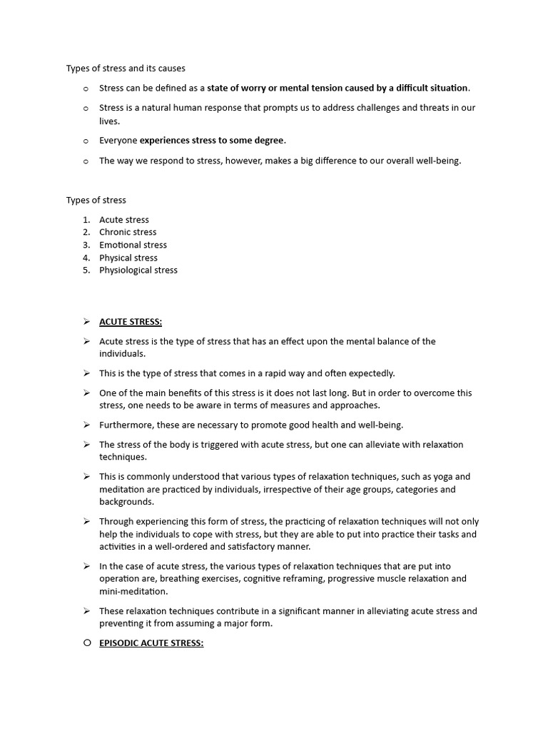 Types of Stress and Its Causes | Download Free PDF | Stress (Biology ...